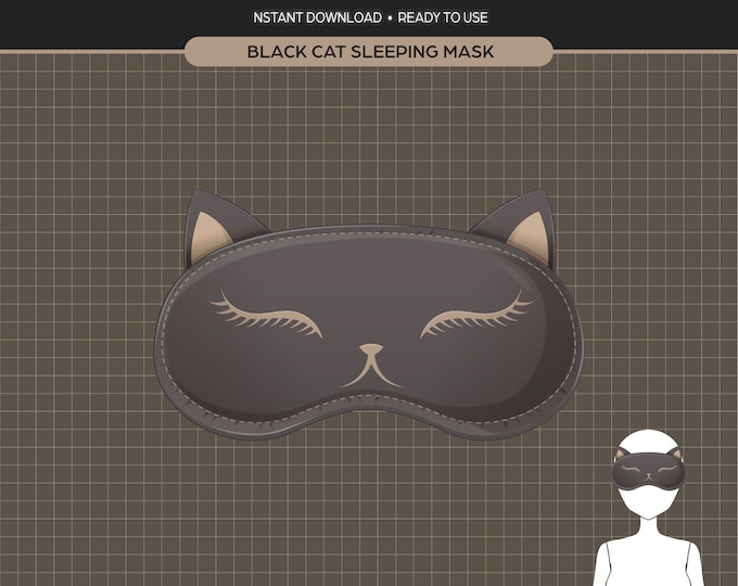 Black Cat Sleep Mask Vtuber Asset | Black and Gold Sleeping Mask Vtuber ...