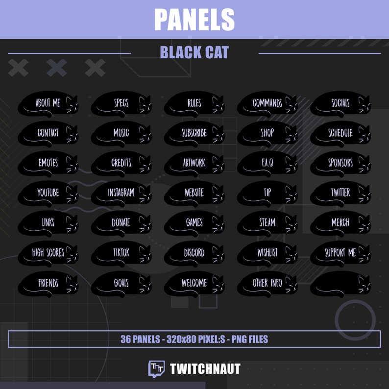 35 Cute Sleeping Black Cat Twitch Panels for Streamers | Black and ...