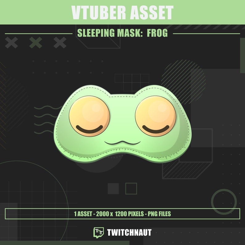 Cute Frog Sleeping Mask Vtuber Asset Green Eye Mask 2D Head Prop Kawaii ...