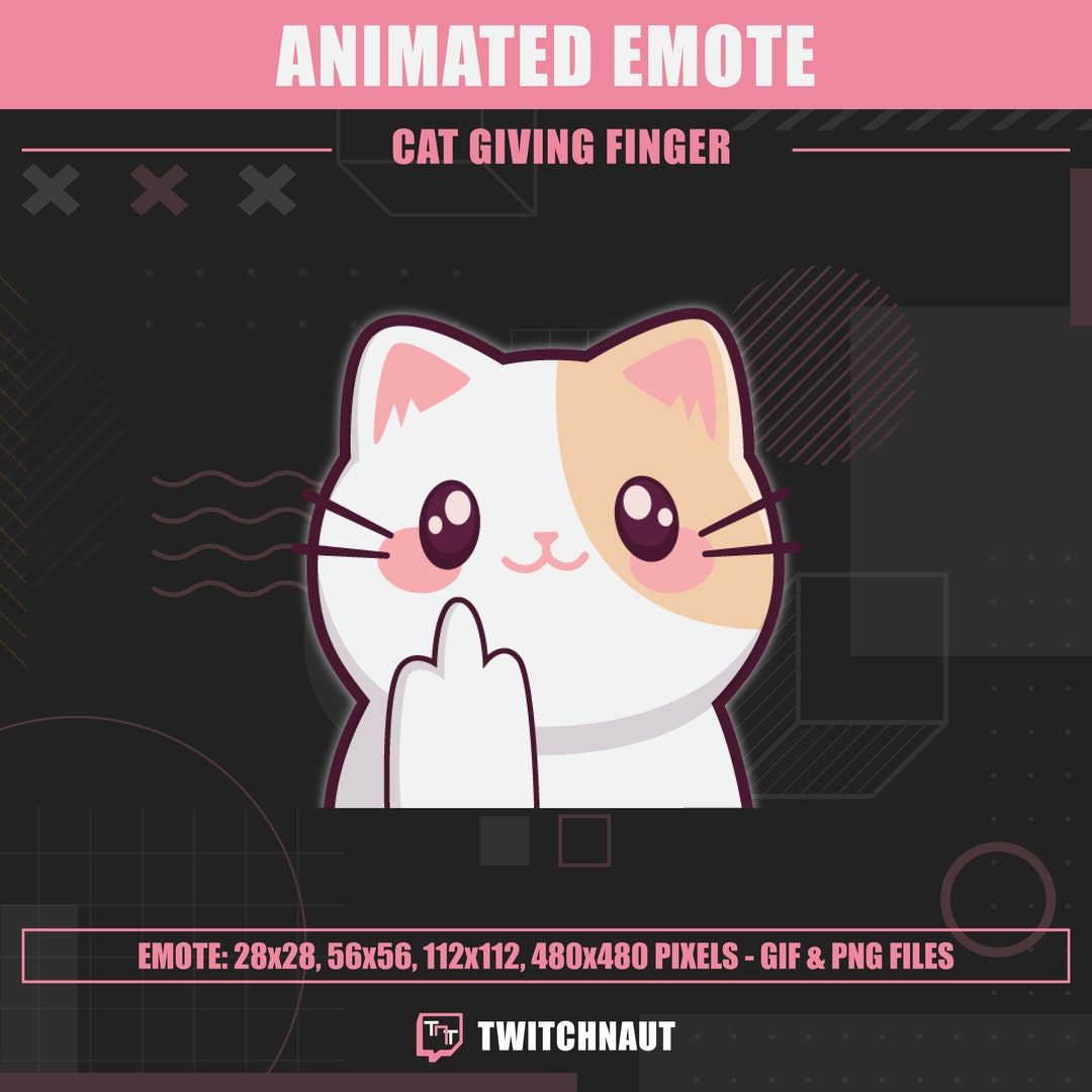 Cute Cat Giving Finger Animated Twitch Emote Kawaii Cat Emote for ...
