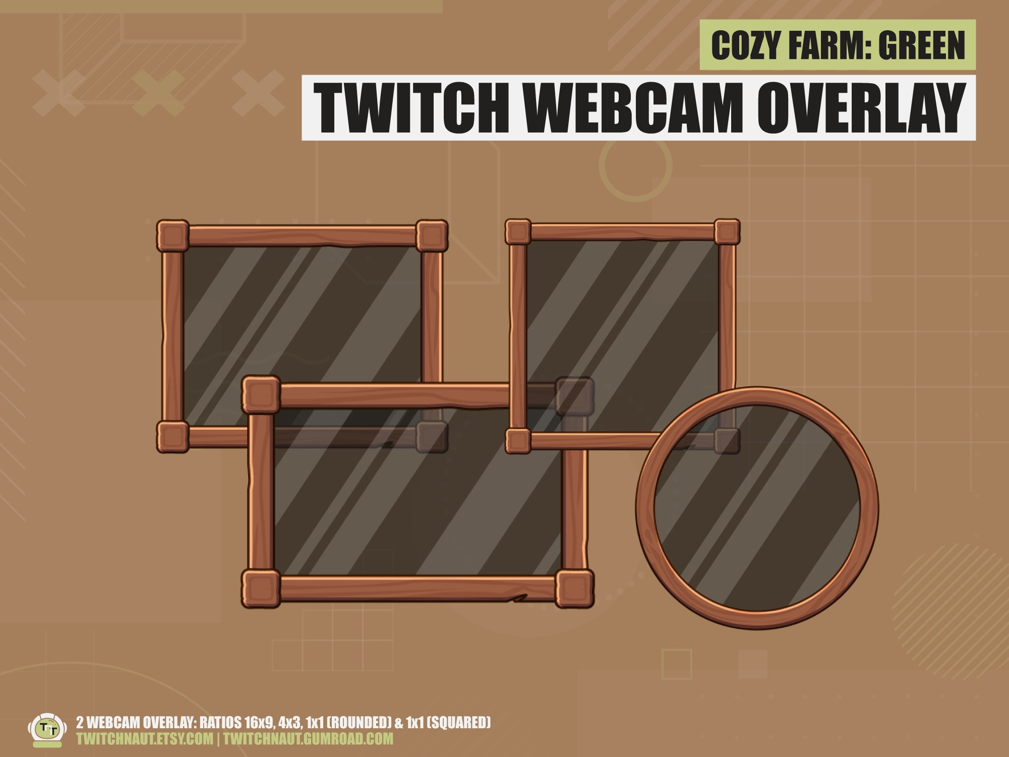 Wood Frame Twitch Webcam Border Brown Woodland Timber Webcam Frame for ...