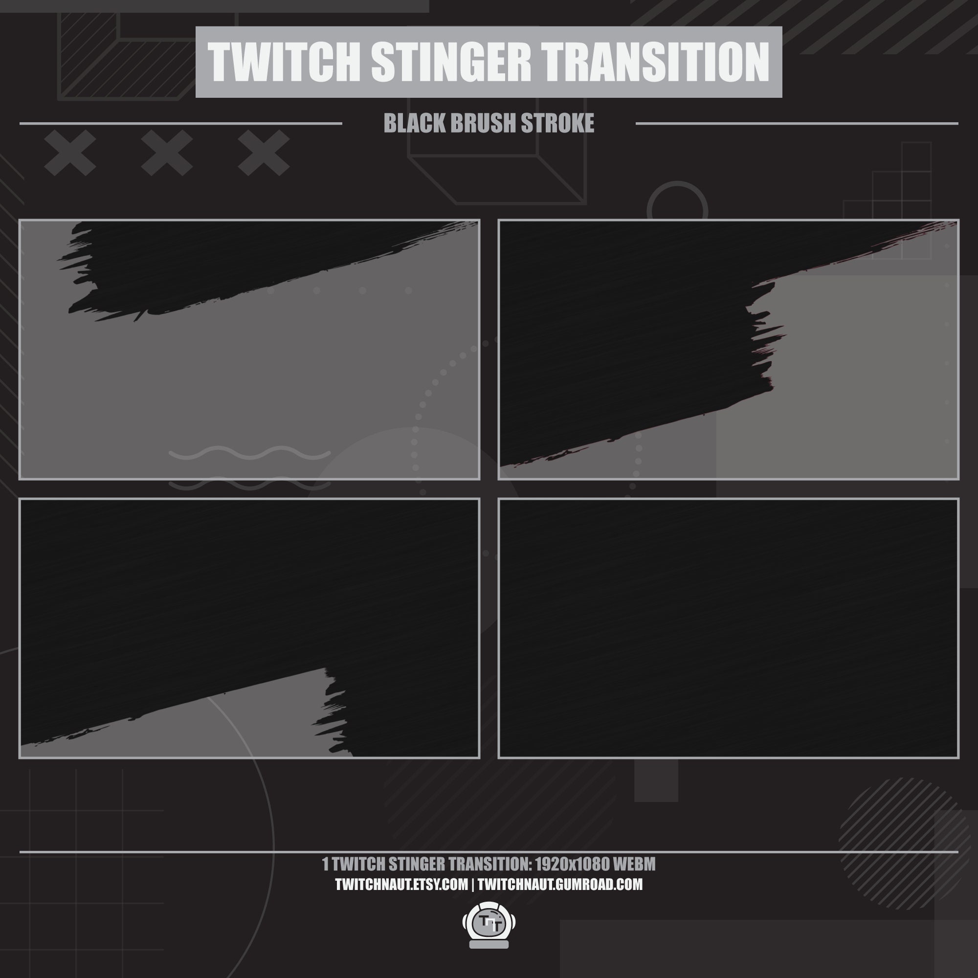 Black Paint Brush Animated Twitch Stinger Transition Cool Twitch ...