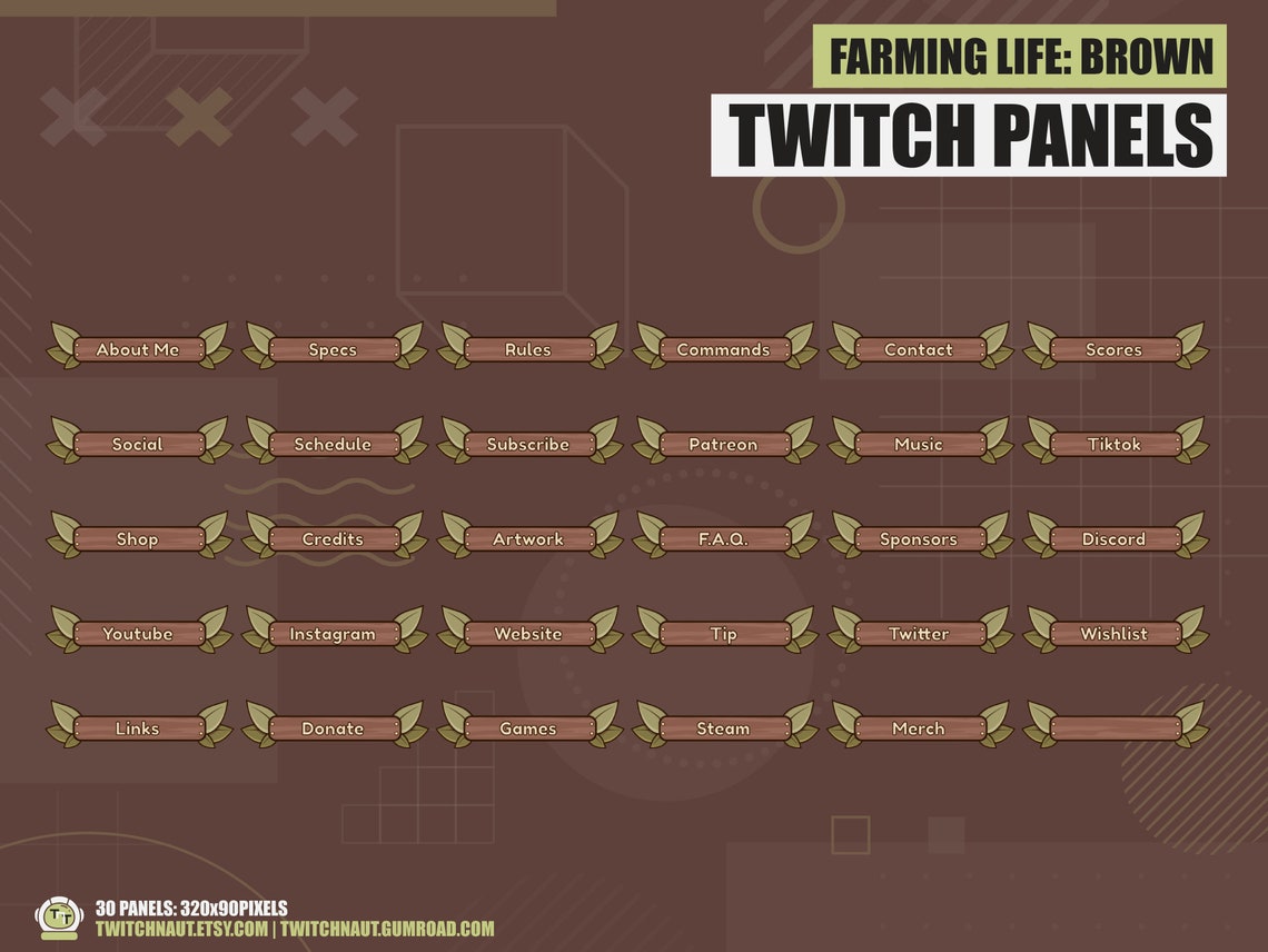 Farming Animated Cozy Twitch Overlay Package Brown Farm Cottagecore ...