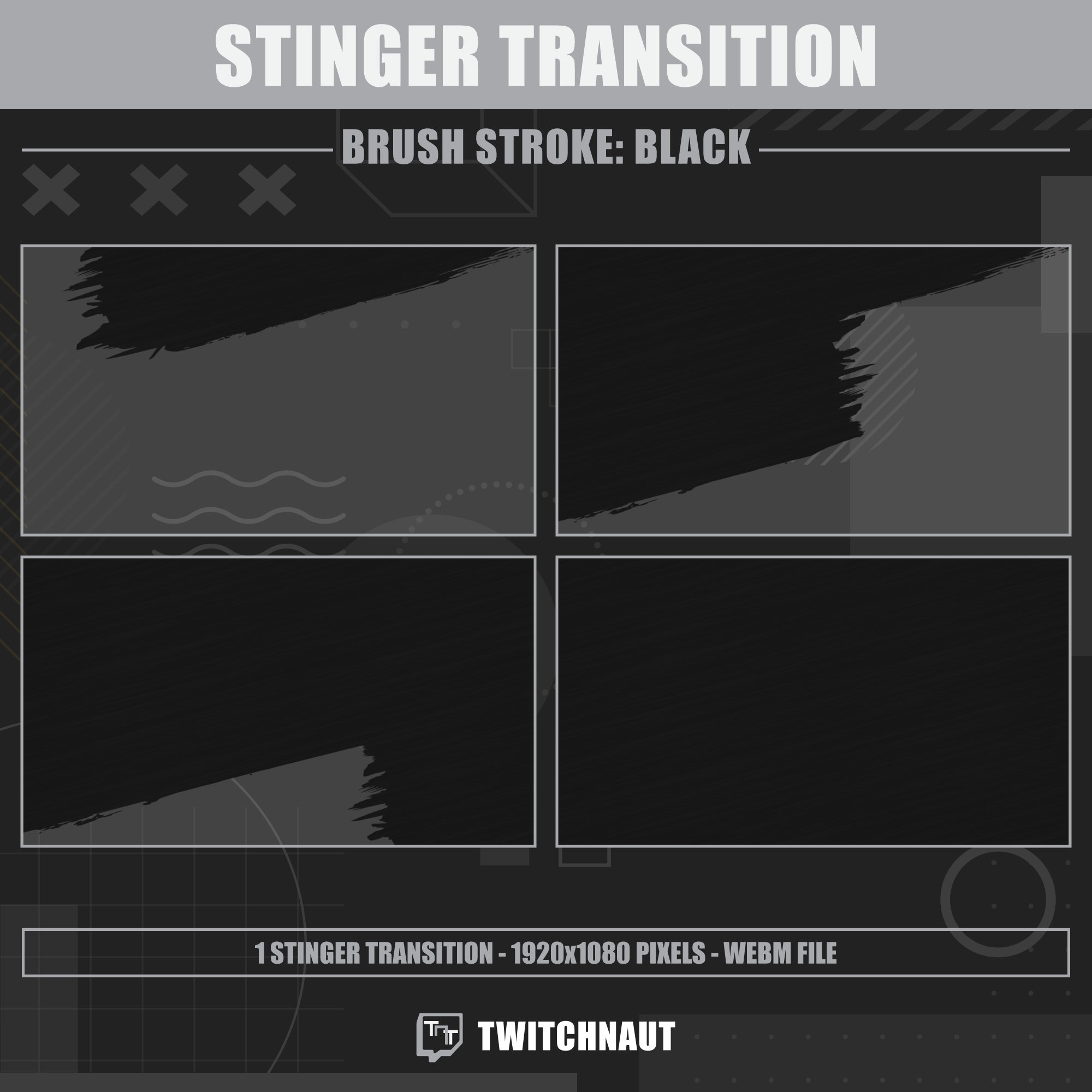 Black Twitch Stinger Transition | Paint Brush Stream Transition | Black ...