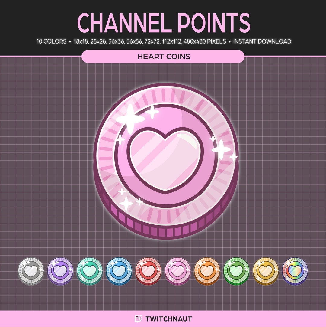 Heart Coins Twitch Channel Points Cute Heart Twitch Badges Shinny Heart ...