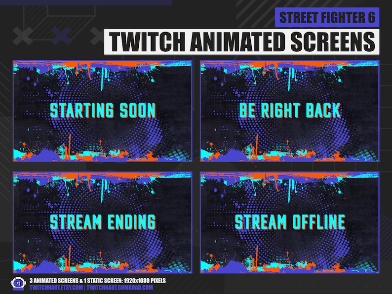 Street Fighter 6 Twitch Overlay Package | Graffiti Animated Twitch ...