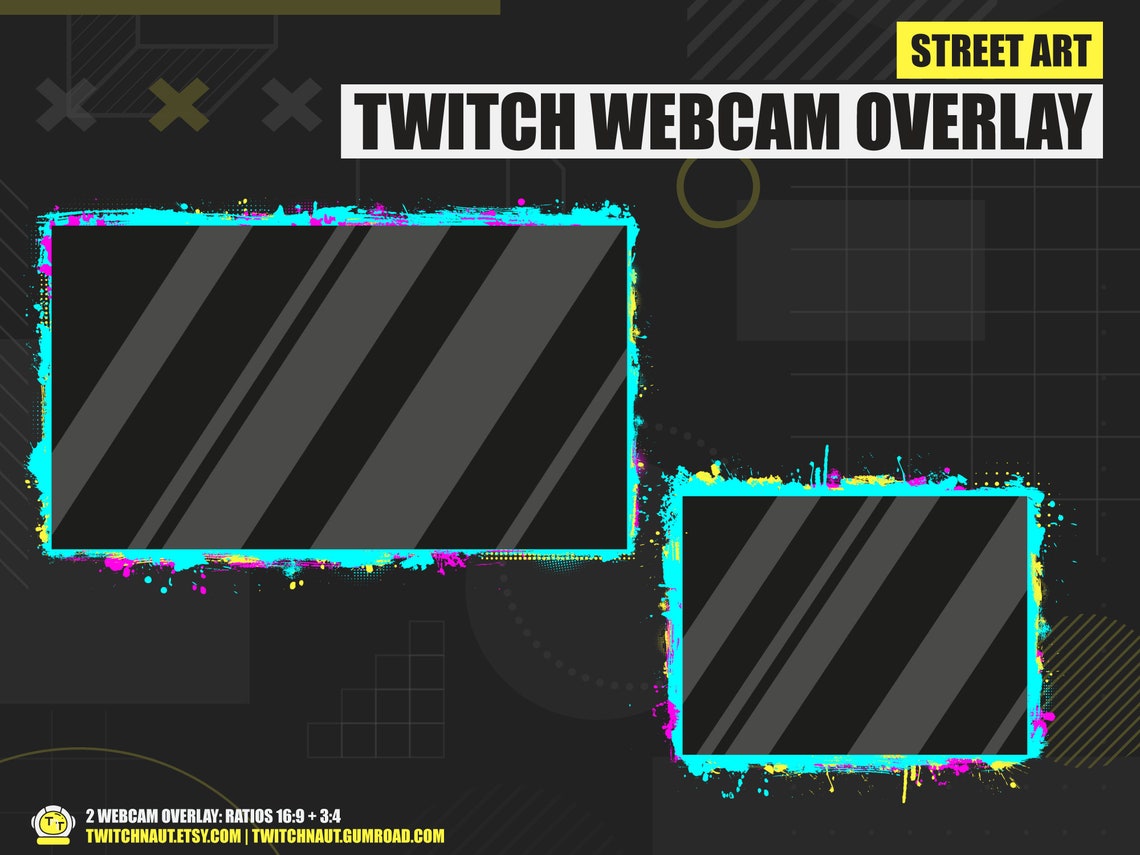 Pink & Blue Street Art Twitch Overlay Package Graffiti Animated Twitch ...