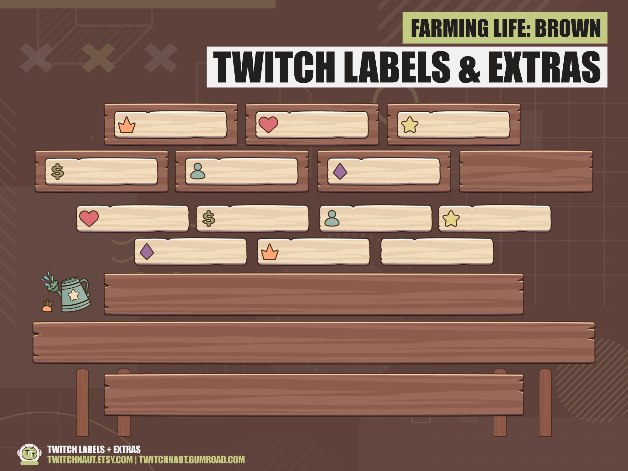 Farming Animated Cozy Twitch Overlay Package Brown Farm Cottagecore ...