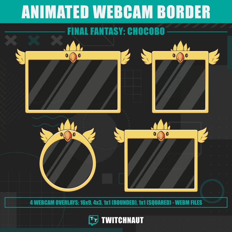 Chocobo Animated Twitch Webcam Overlay Final Fantasy Twitch Cam Cute ...