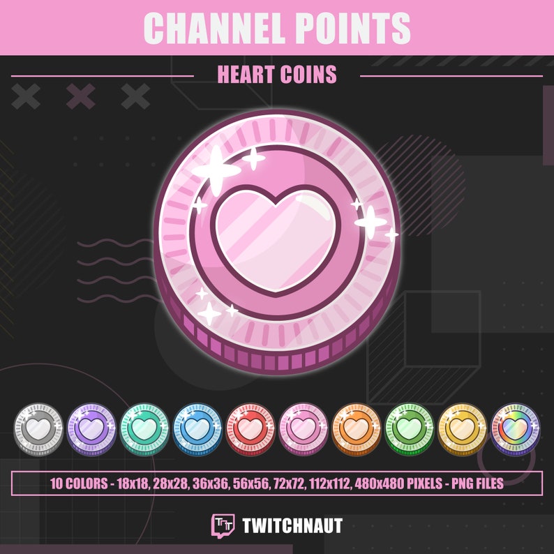 Heart Coins Twitch Channel Points Cute Heart Twitch Badges Shinny Heart ...