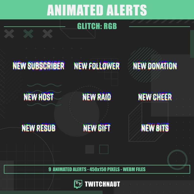 Glitch RGB Twitch Animated Alerts | Noise Static Animated Stream ...