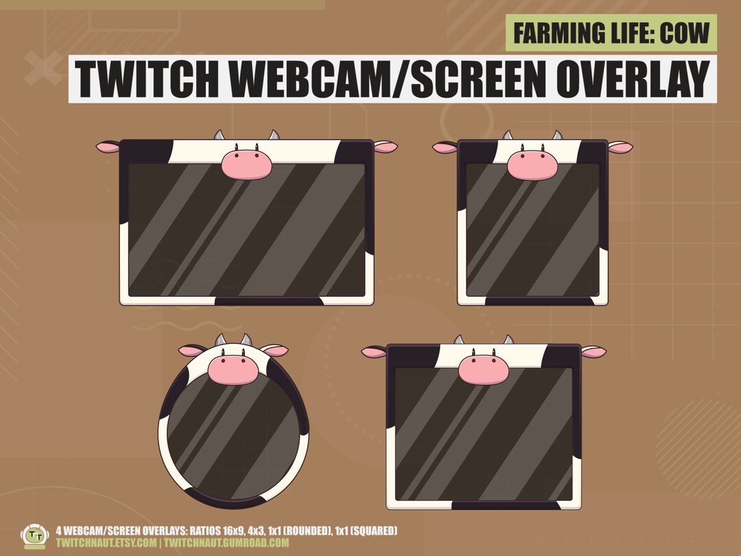 Cute Cow Animated Twitch Webcam Overlay Story of Seasons Screen Border ...