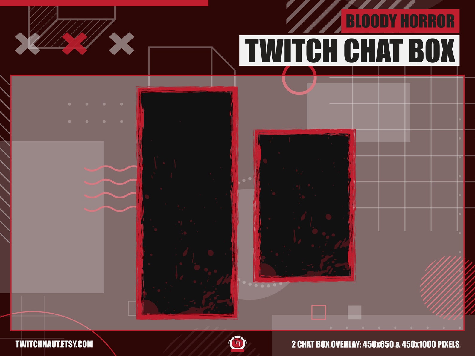 Red Horror Animated Twitch Overlay Package Bloody Gothic Twitch Stream ...