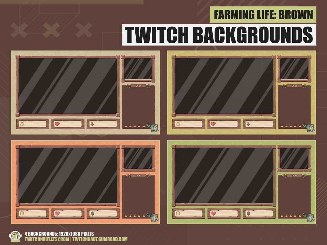 Farming Animated Cozy Twitch Overlay Package Brown Farm Cottagecore ...