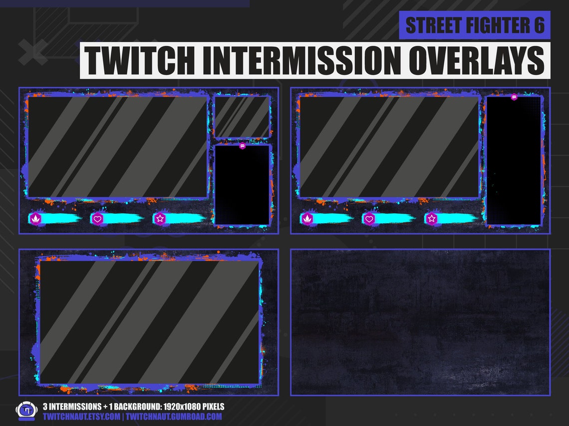 Street Fighter 6 Twitch Overlay Package Graffiti Animated Twitch ...