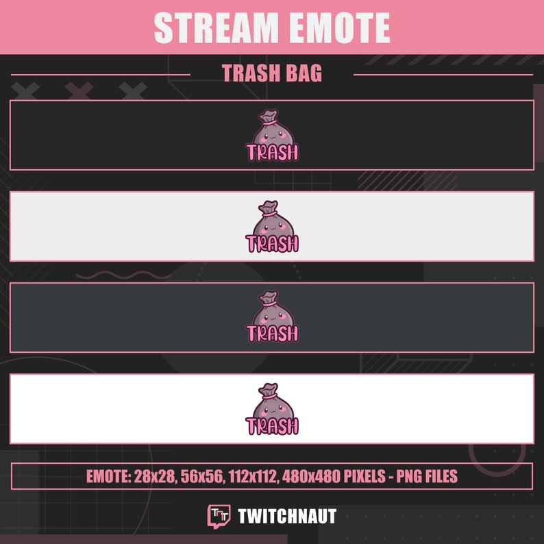 Cute Pink Trash Bag Emote for Twitch | Playful Garbage Bag Twitch Emote ...