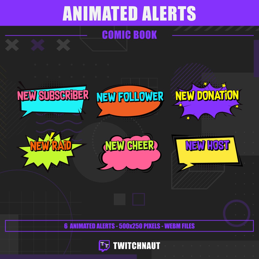 Comic Text Balloons for Twitch Alerts | Comic Themed Twitch Graphics ...