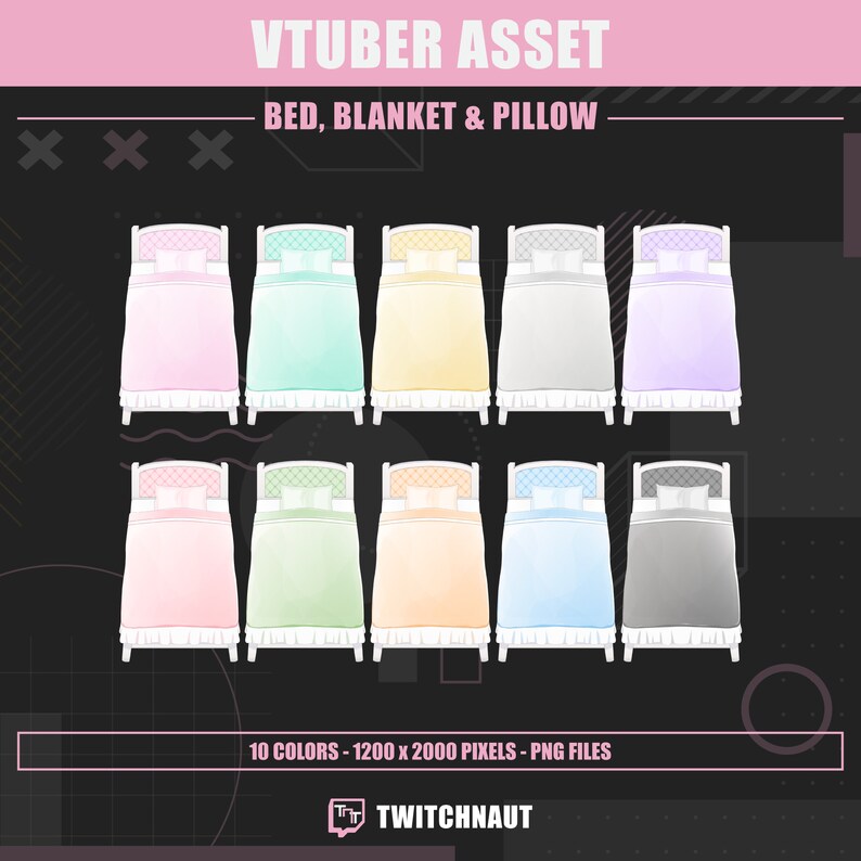 Cozy Bed Blanket & Pillow Vtuber Asset for Night Stream Cute Bed Stream ...
