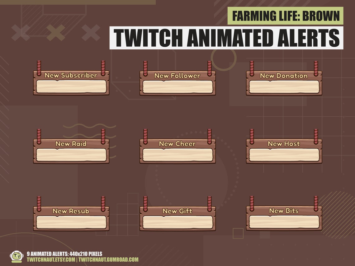 Farming Animated Cozy Twitch Overlay Package Brown Farm Cottagecore ...
