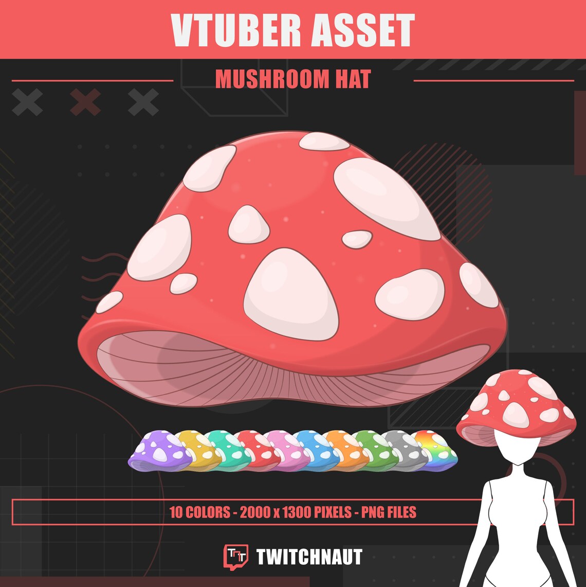 Mushroom Hat Vtuber Asset for Cozy Stream | Cute Cottagecore Mushroom ...