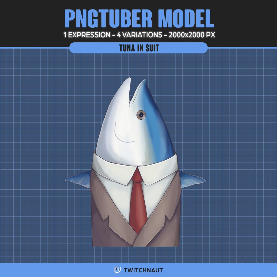 Tuna in Suit Pngtuber Model | Male Fish News Anchor Pngtuber | Vtuber ...