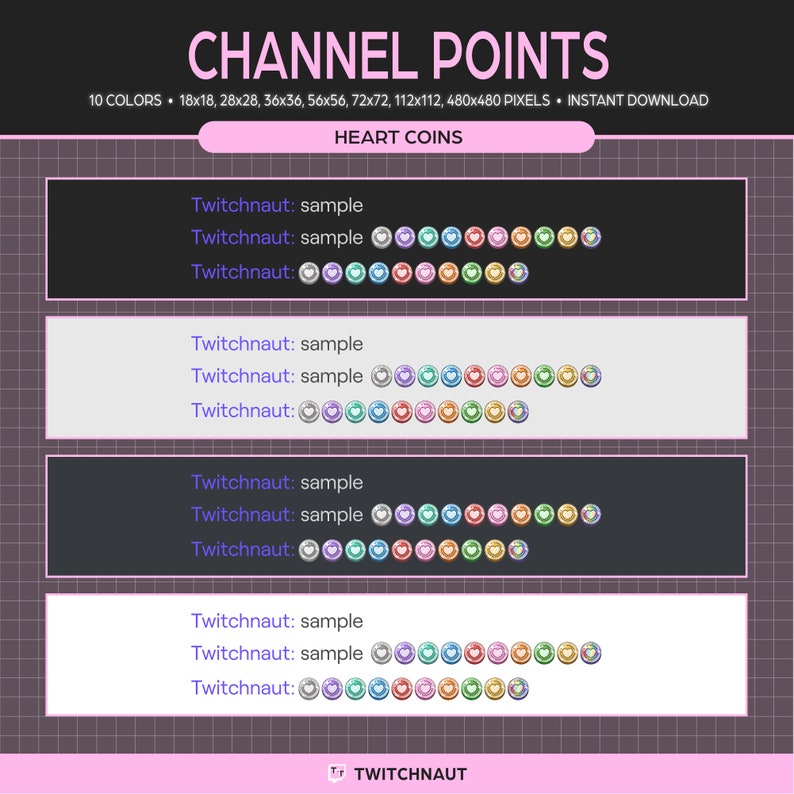 Heart Coins Twitch Channel Points Cute Heart Twitch Badges Shinny Heart ...