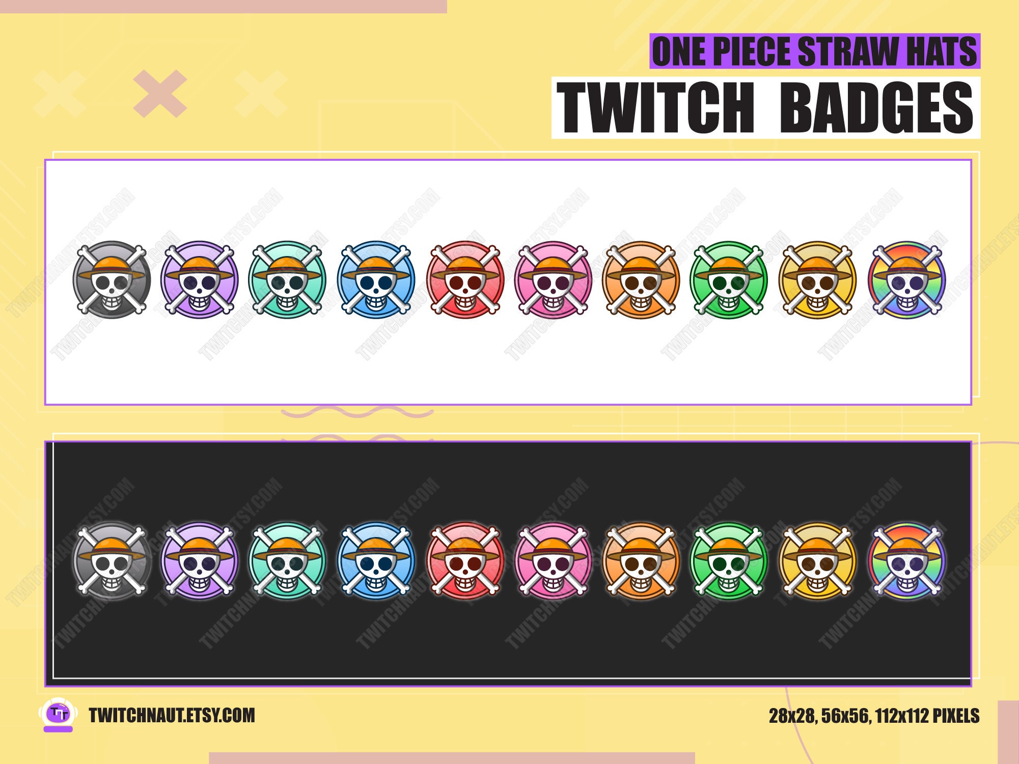 One Piece Straw Hats Twitch Badges for Mugiwara Fans Twitch - Etsy