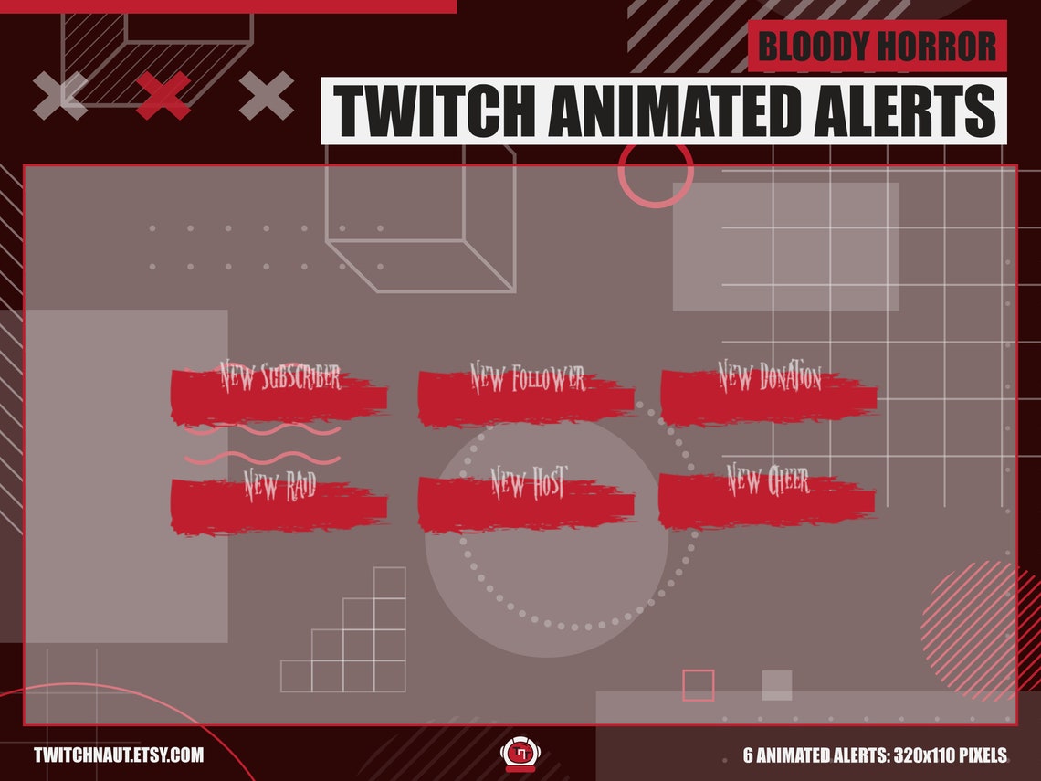Red Horror Animated Twitch Overlay Package Bloody Gothic Twitch Stream ...