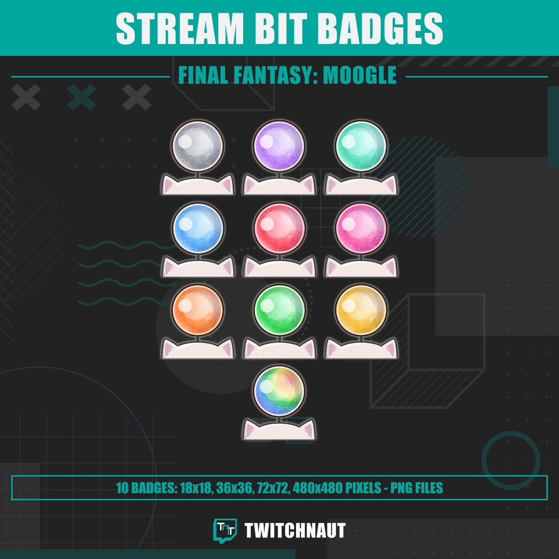 Final Fantasy Moogle Twitch Badges | Cute Moogle Twitch Bit Badges ...