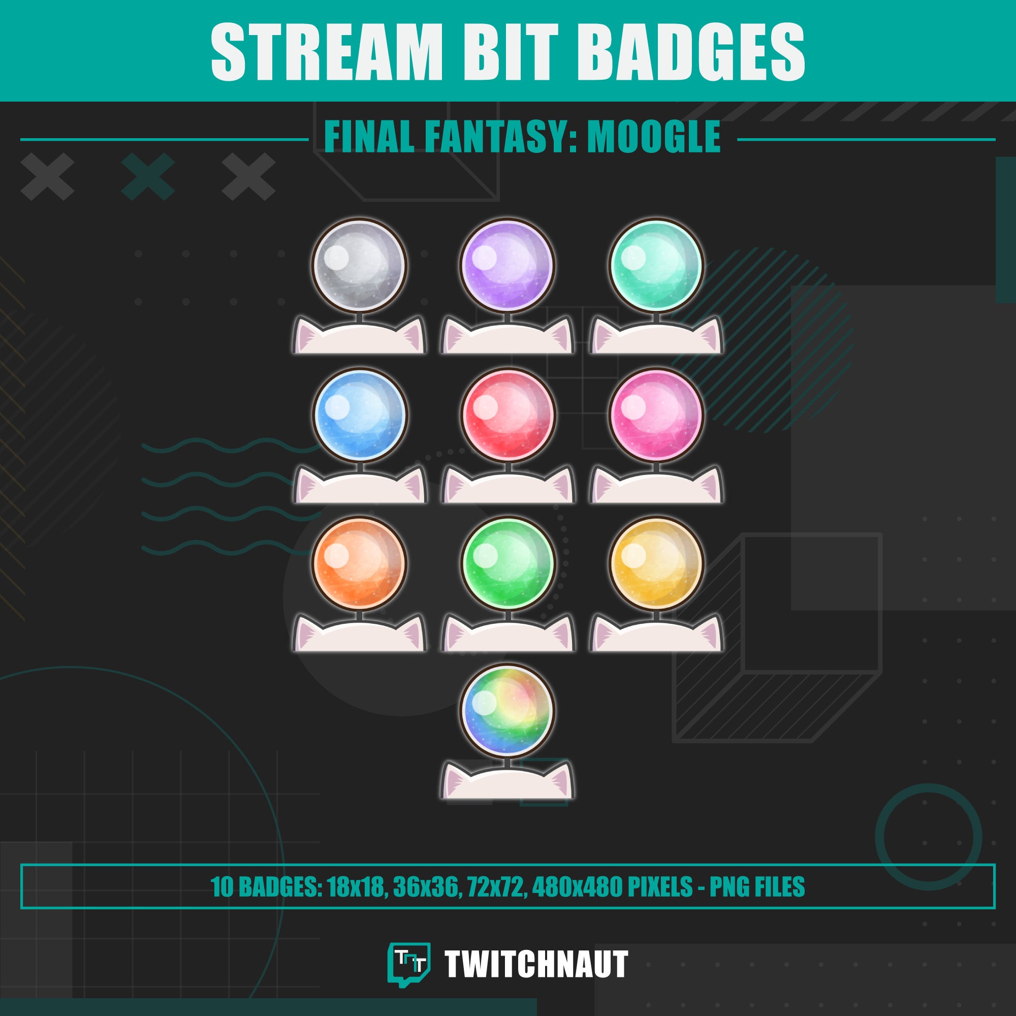 Final Fantasy Moogle Twitch Badges | Cute Moogle Twitch Bit Badges ...