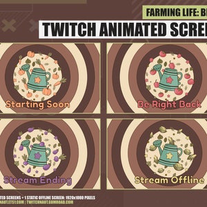 Farming Animated Cozy Twitch Overlay Package | Brown Farm Cottagecore ...