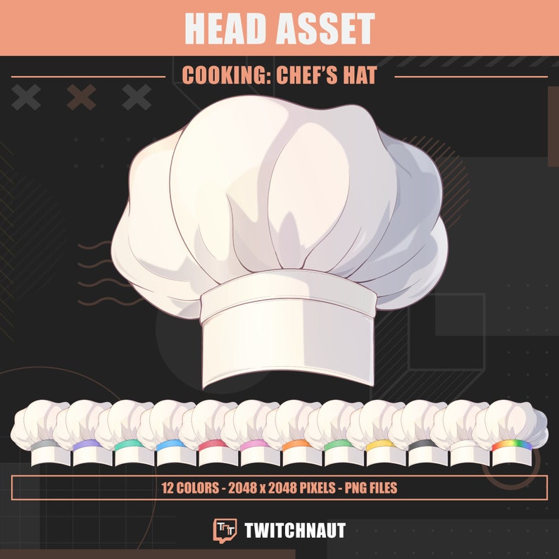 Chef's Hat Vtuber Head Asset Culinary Vtuber 2D Head Prop Cooking Hat ...