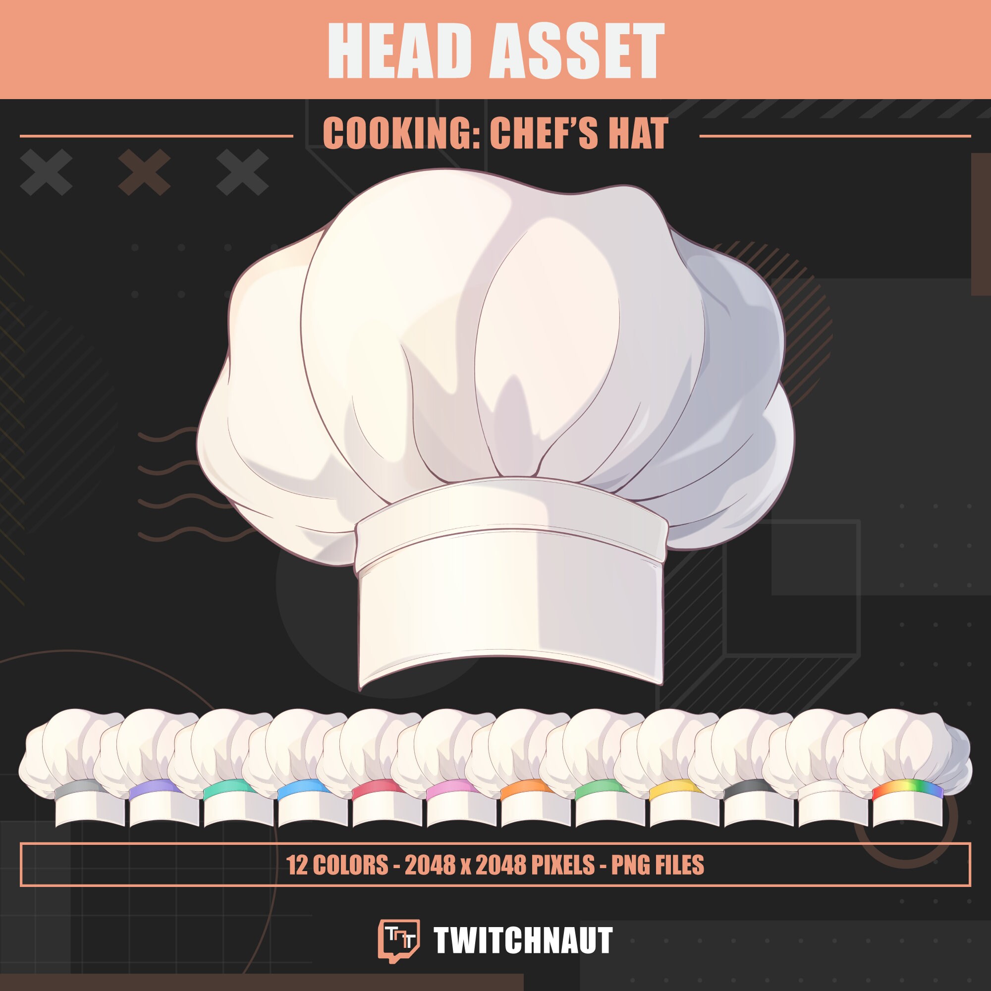 Chef's Hat Vtuber Head Asset Culinary Vtuber 2D Head Prop Cooking Hat ...