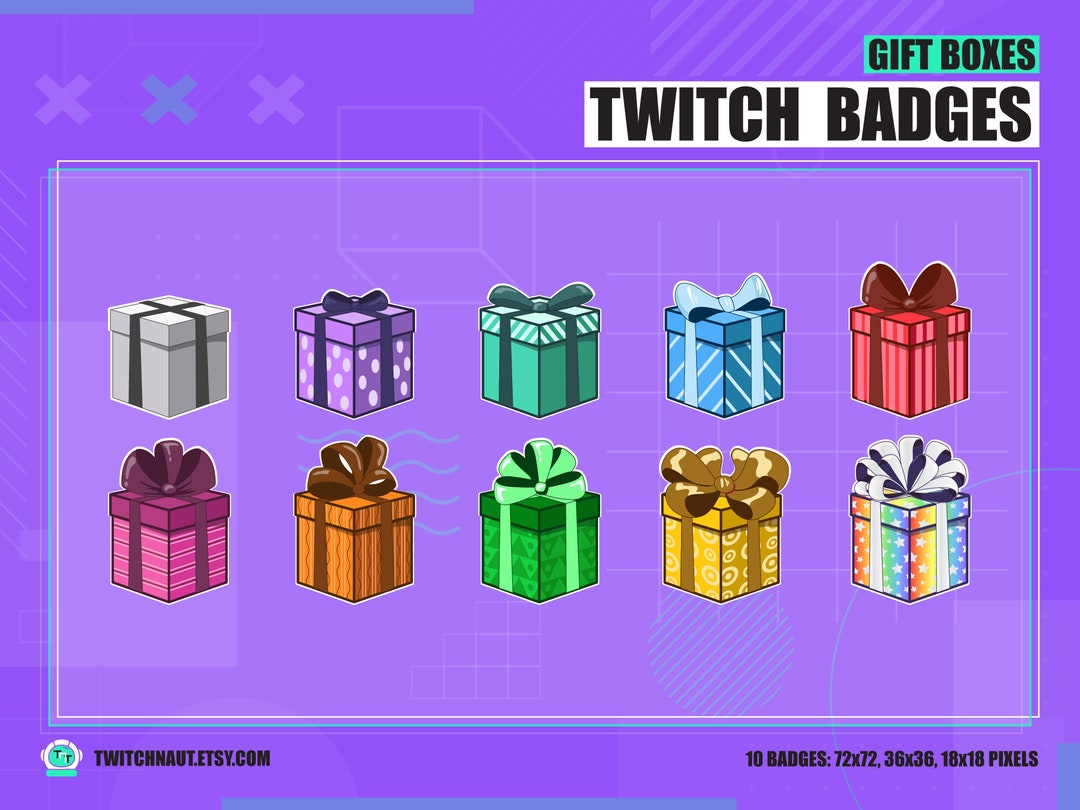 Colorful Gift Boxes With Ribbons Twitch Badges | Cute Gift Box Stream ...