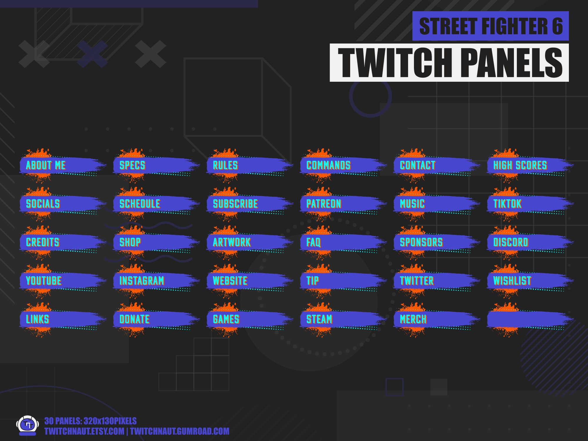 Street Fighter 6 Twitch Overlay Package Graffiti Animated Twitch ...