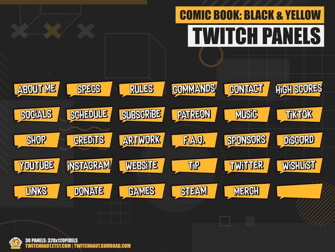 Black and Gold Comic Book Animated Twitch Overlay Package - Etsy