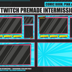 Animated Pink & Blue Comic Twitch Overlay Package Animated - Etsy