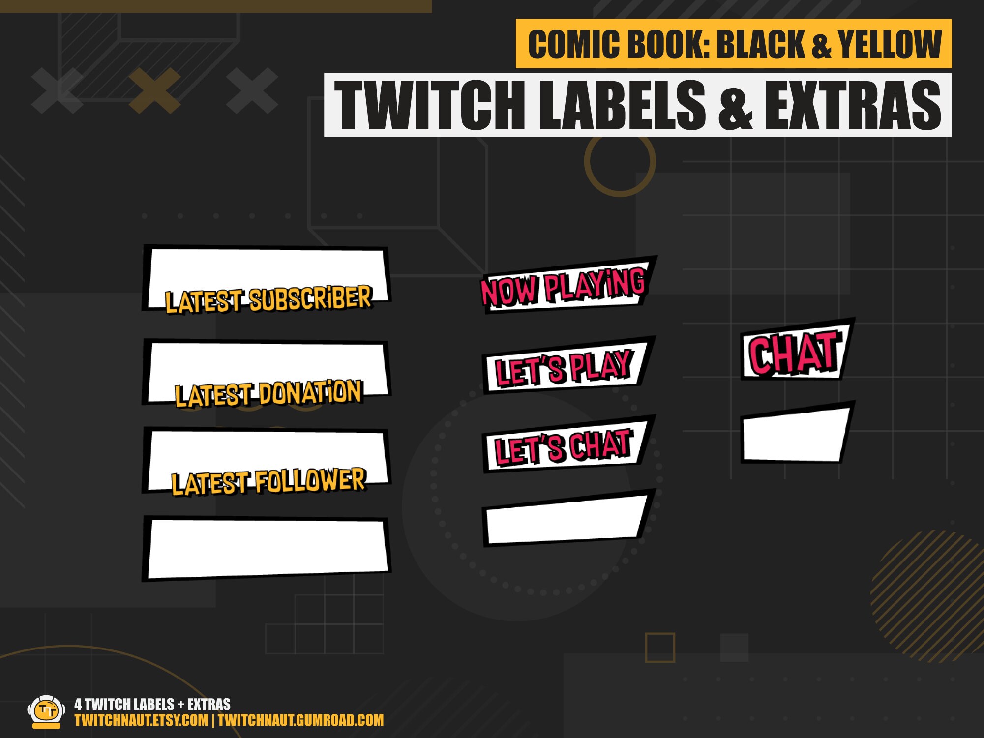 Black and Gold Comic Book Animated Twitch Overlay Package - Etsy