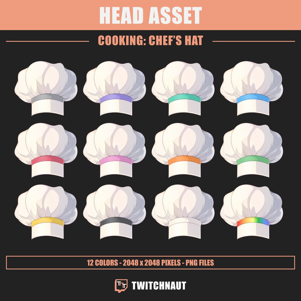 Chef's Hat Vtuber Head Asset Culinary Vtuber 2D Head Prop Cooking Hat ...