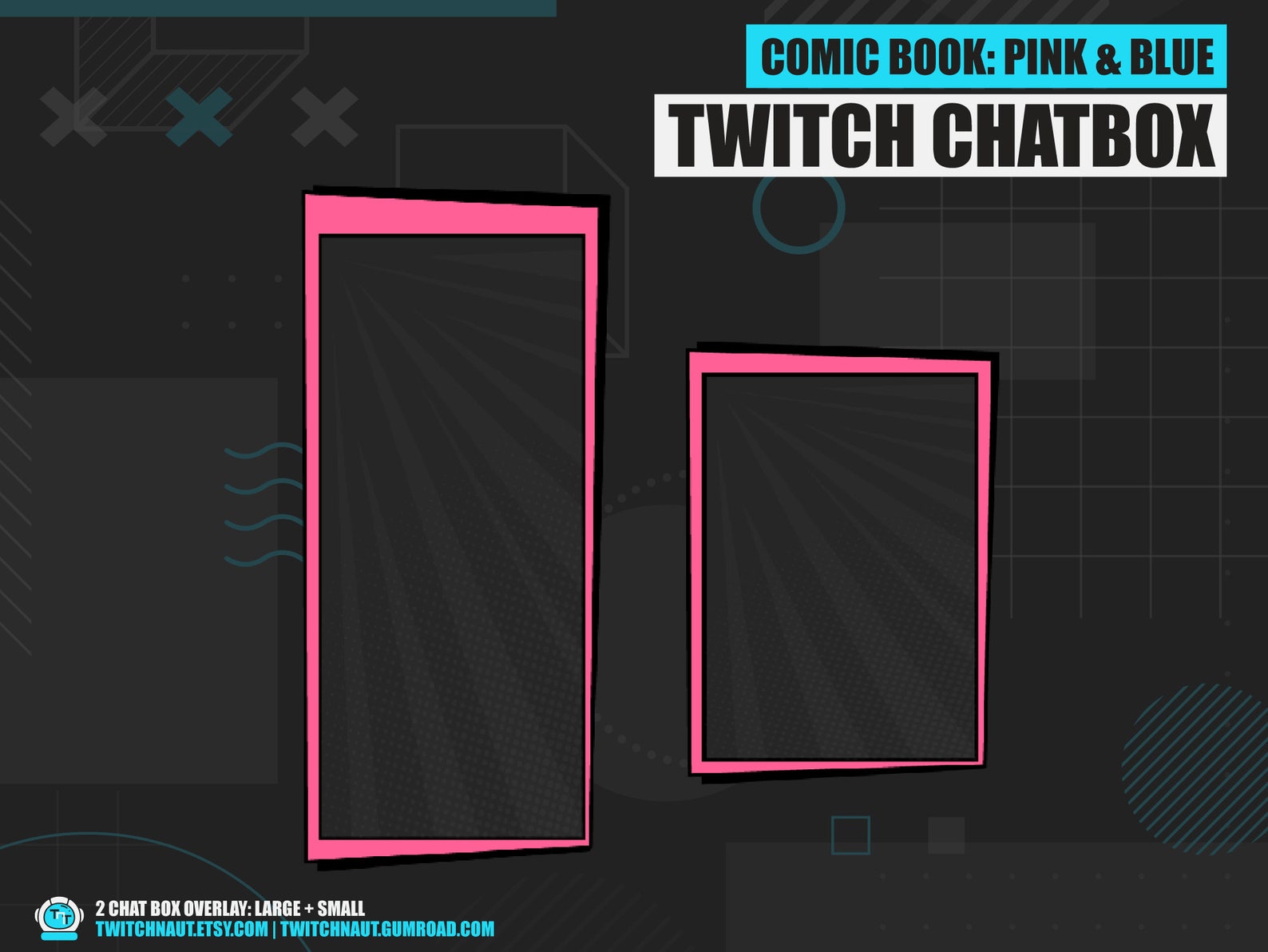 Animated Pink & Blue Comic Twitch Overlay Package Animated - Etsy