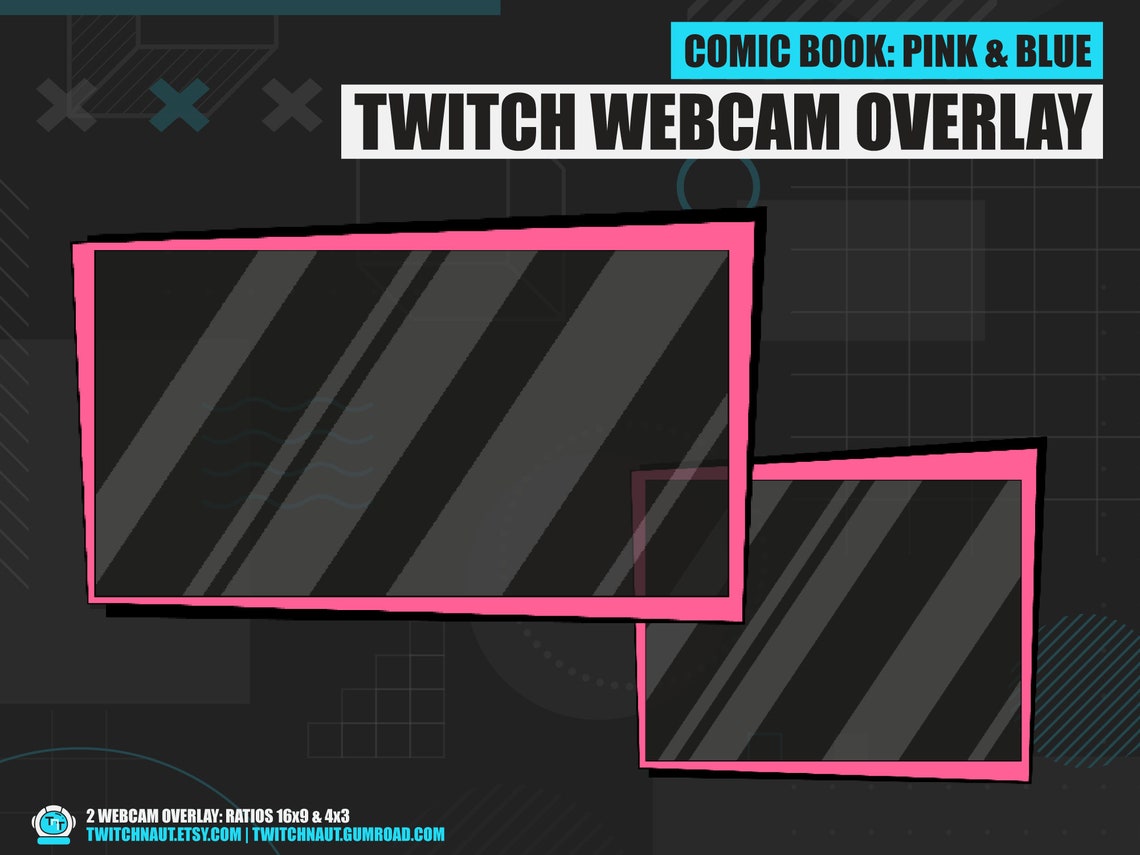 Animated Pink & Blue Comic Twitch Overlay Package Animated - Etsy