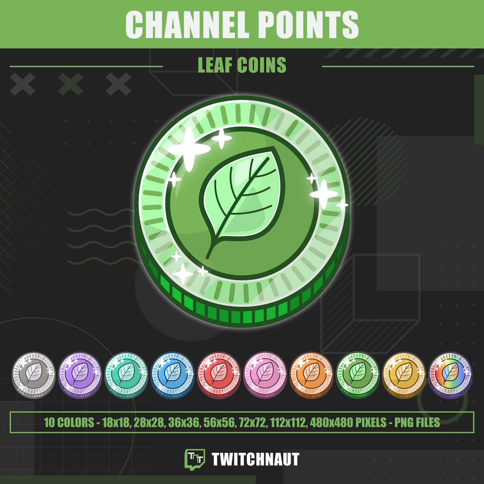 Leaf Coin Twitch Channel Points | Green Leaf Twitch Badges | Nature ...