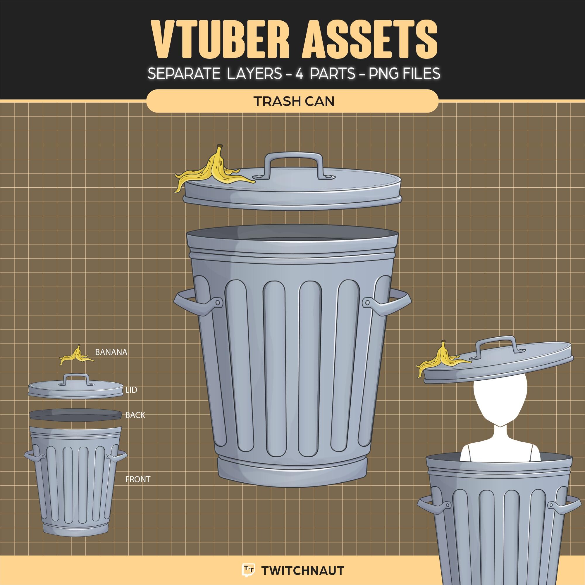 Trash Can & Banana Peel Vtuber Asset Garbage Bin Funny Pngtuber Stream ...