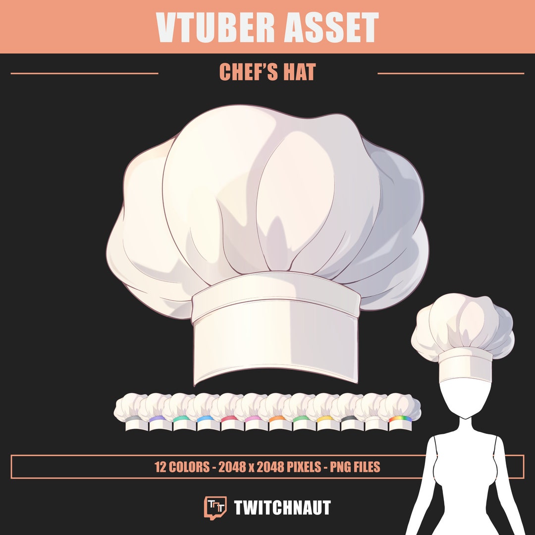 Chef's Hat Vtuber Head Asset | Culinary Vtuber 2D Head Prop | Cooking ...