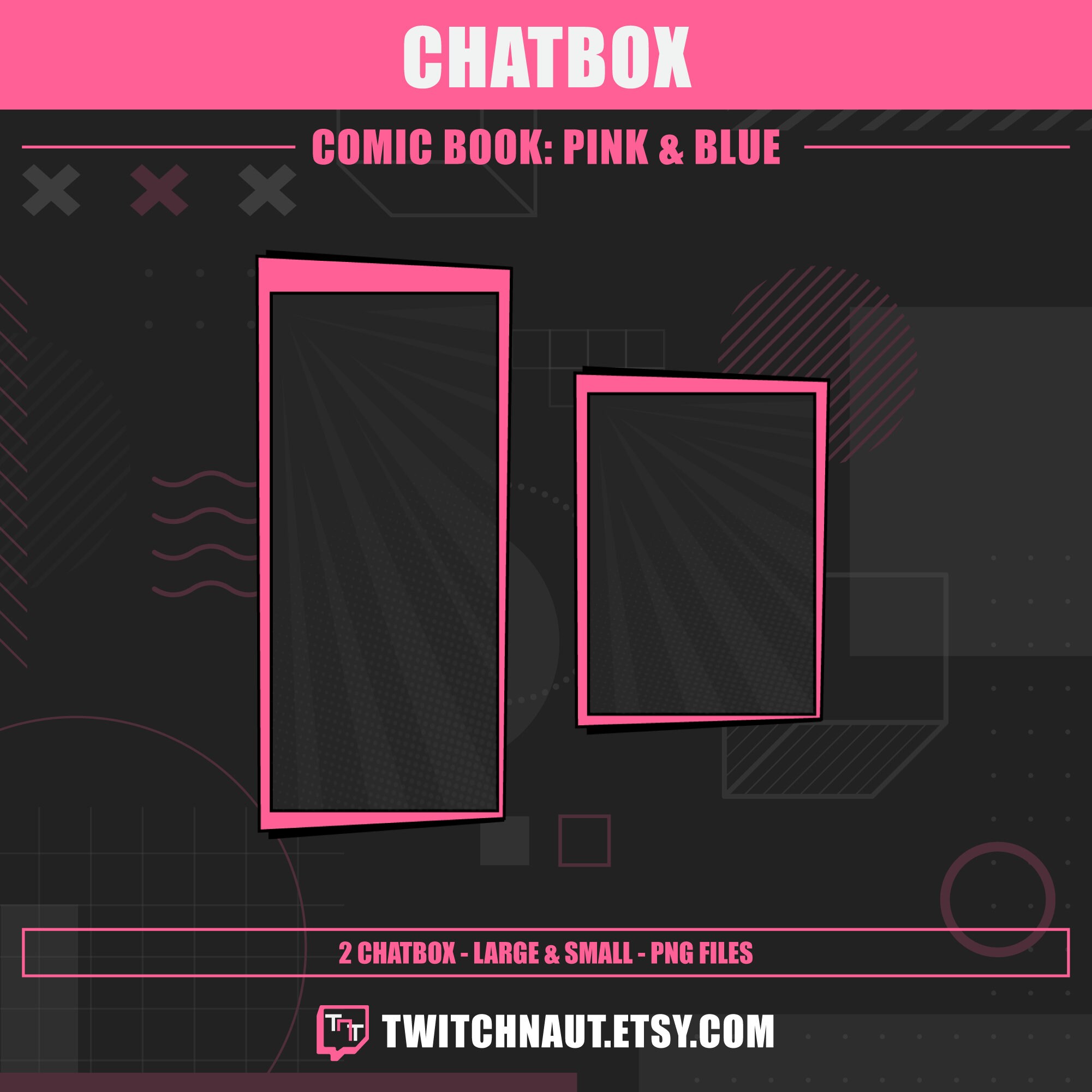 Animated Pink & Blue Comic Twitch Overlay Package Animated Twitch ...