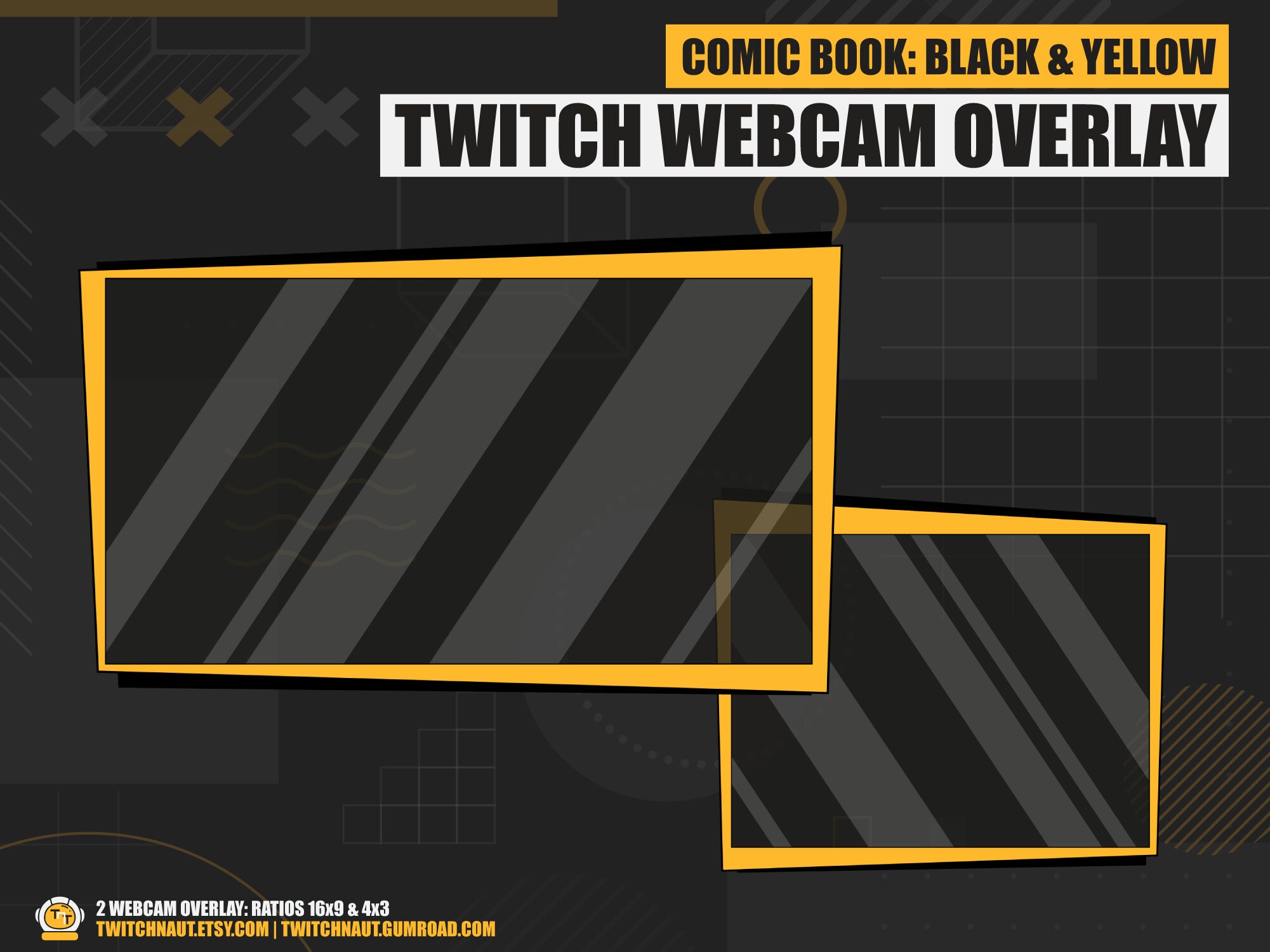 Black and Gold Comic Book Animated Twitch Overlay Package - Etsy