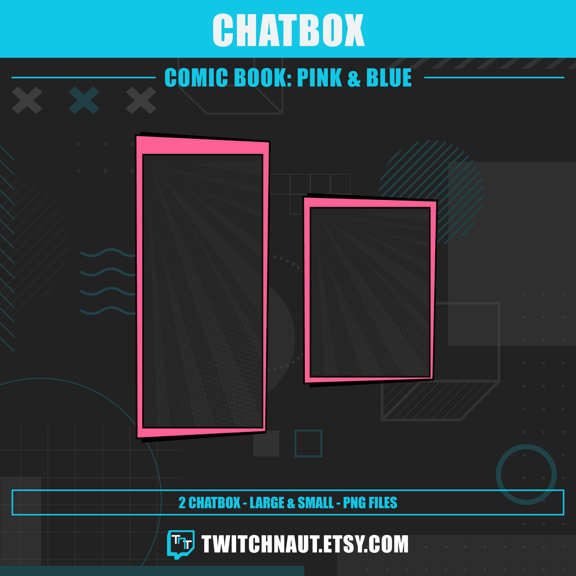 Animated Pink & Blue Comic Twitch Overlay Package Animated Twitch ...