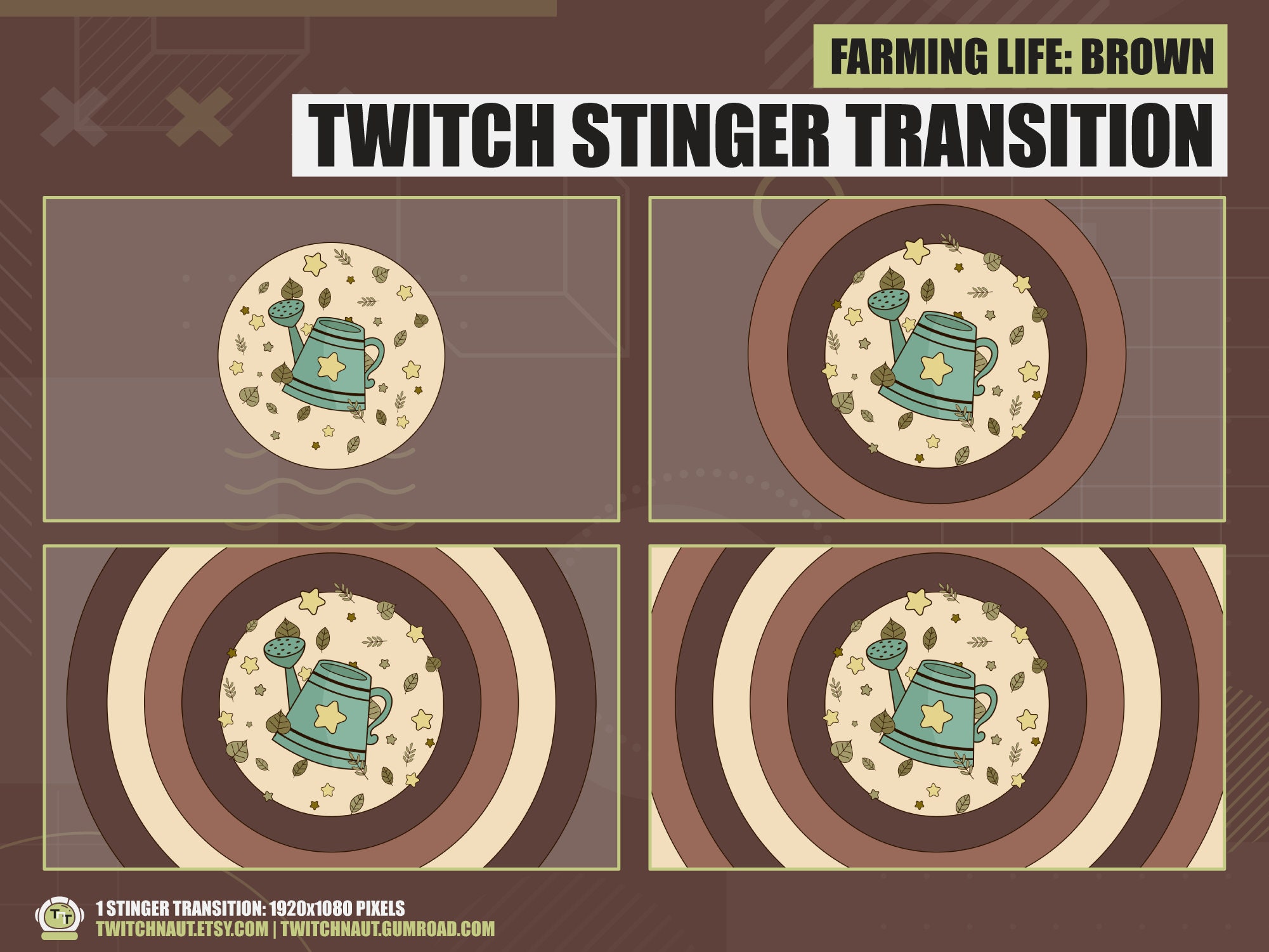 Farming Animated Cozy Twitch Overlay Package | Brown Farm Cottagecore ...