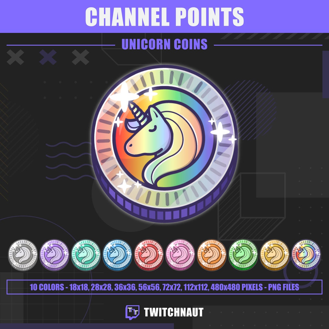 Unicorn Coins Twitch Channel Points Cute Unicorn Channel Reward Icon ...