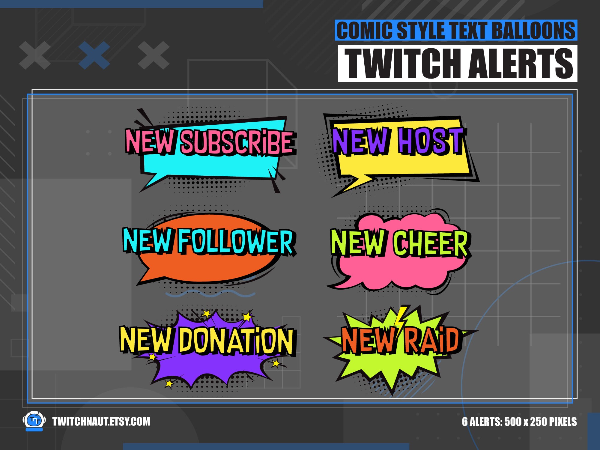 Cool Comic Text Balloons for Twitch Alerts Comic Themed Twitch Graphics ...